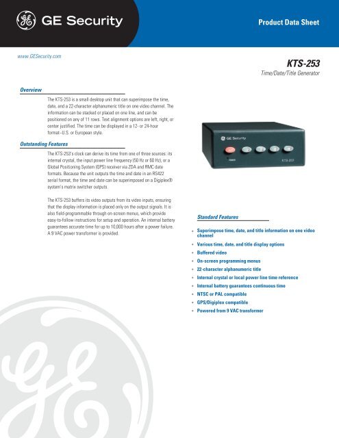 KTS-253 - DATASHEET - US - Interlogix