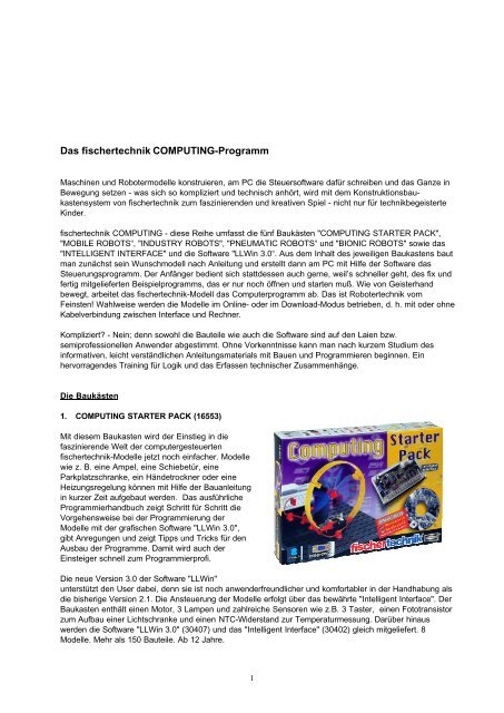 Das fischertechnik COMPUTING-Programm - Fischertechnik-tm.ch