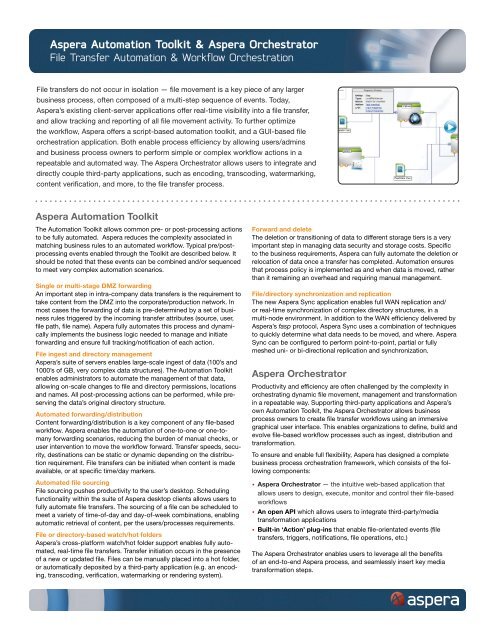 Aspera Automation Toolkit & Aspera Orchestrator File Transfer ...