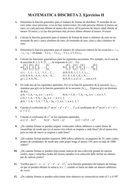 MATEMATICA DISCRETA 2. Ejercicios II