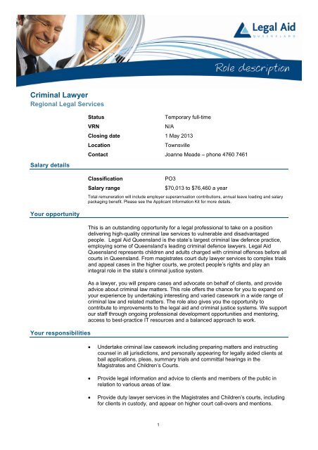 Criminal Lawyer - Legal Aid Queensland