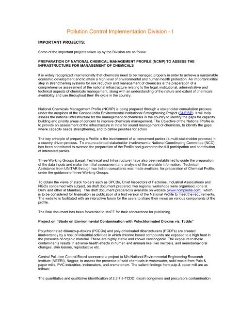 Preparation of National Chemical Management Profile (NCMP)