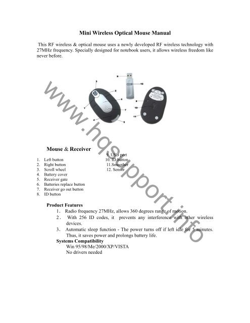 Mini Wireless Optical Mouse Manual - hqsupport.info