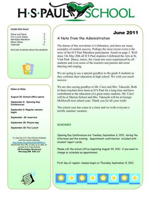 June 2011 - Louis Riel School Division