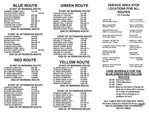 Transit Schedule! - Cheyenne and Arapaho Tribes