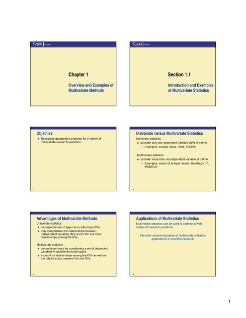 Overview of Multivariate Methods (PDF) Overview of Multivariate Methods (PDF)
