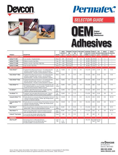 OEM Adhesive Selector Guide - Devcon