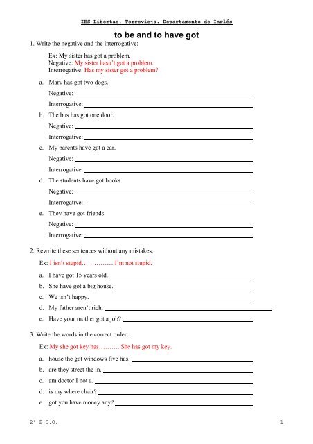 to be and to have got exercises - ies nÃºm. 1 - libertas