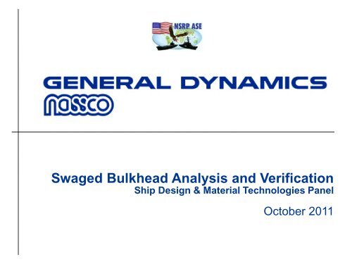 Swaged Bulkhead Analysis and Verification - NSRP