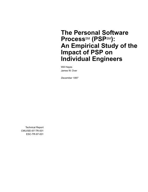 The Personal Software Process - Software Engineering Institute