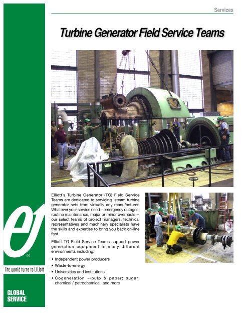 Elliott Turbine Generator Field Service Teams
