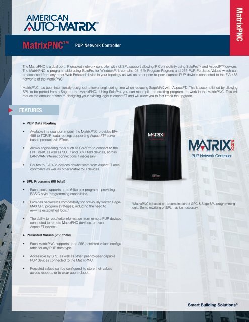 PUP Network Controller - American Auto-Matrix