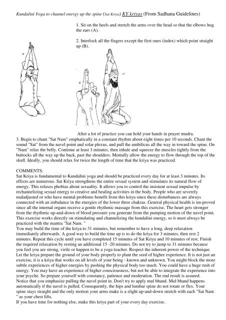 Kundalini Yoga to channel energy up the spine (Sat Kriya ... - Pinklotus