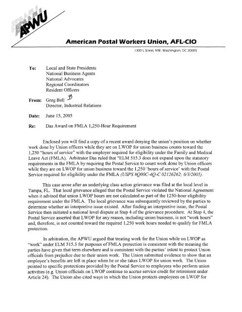 Arbitration Award (USPS #Q00C-4Q-C 02126262) [PDF] - APWU