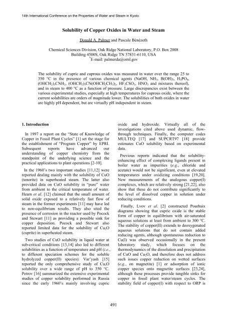 Solubility of Copper Oxides in Water and Steam - ZyXEL NSA210