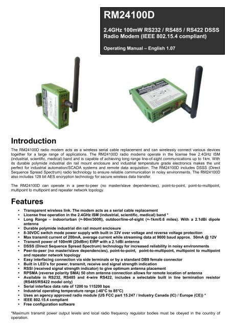 Radio Modem RM24100D - RF Design