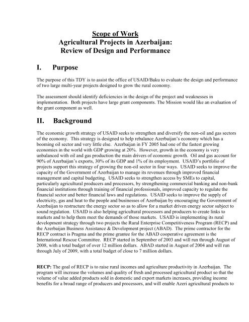 Scope of Work - Economic Growth - usaid