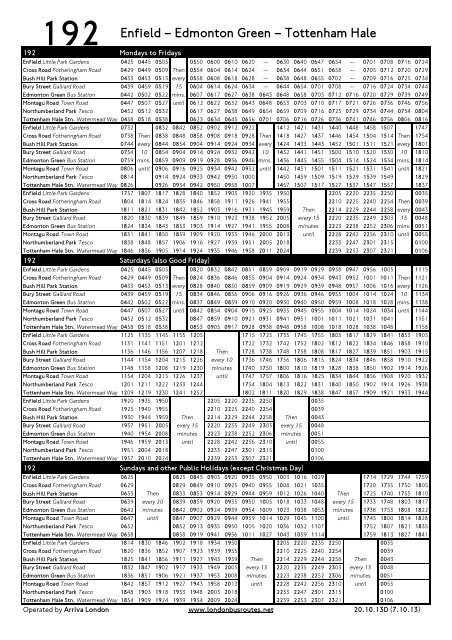 192 - London Bus Routes
