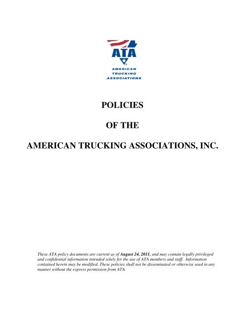 ATA Policy Manual - American Trucking Associations