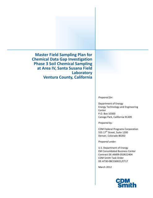 Master Field Sampling Plan for Chemical Data Gap Investigation ...