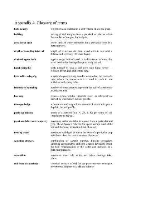 Appendix 4. Glossary of terms - APSIM