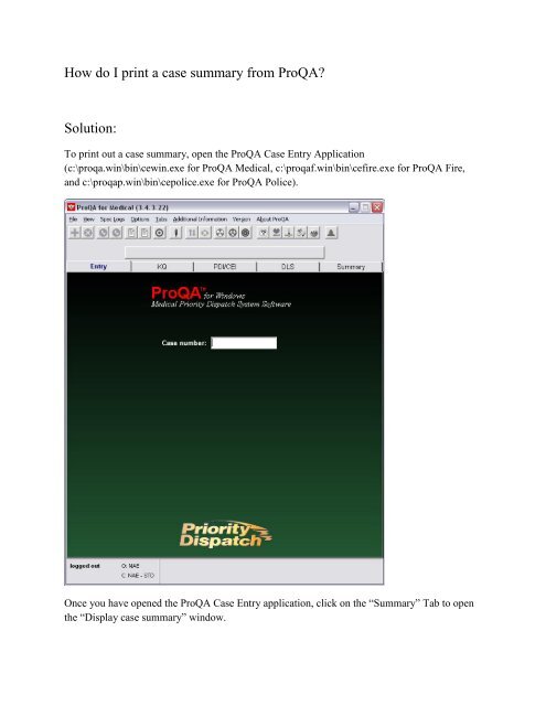 How do I print a case summary from ProQA? - Priority Dispatch ...