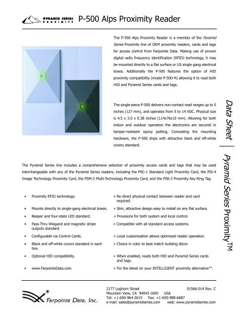 P-500 Alps Reader Data Sheet - Keri Systems