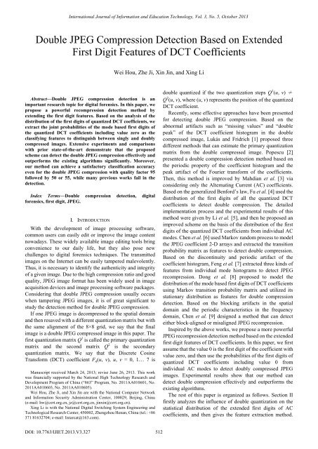 Double Jpeg Compression Detection Based On Extended First Ijiet 6020