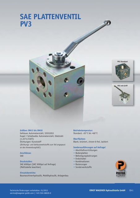 PV 3 Plattenventil - Ernst Wagener Hydraulikteile GmbH