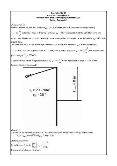 Anchored sheet pile wall (DA1). - Eurocodes