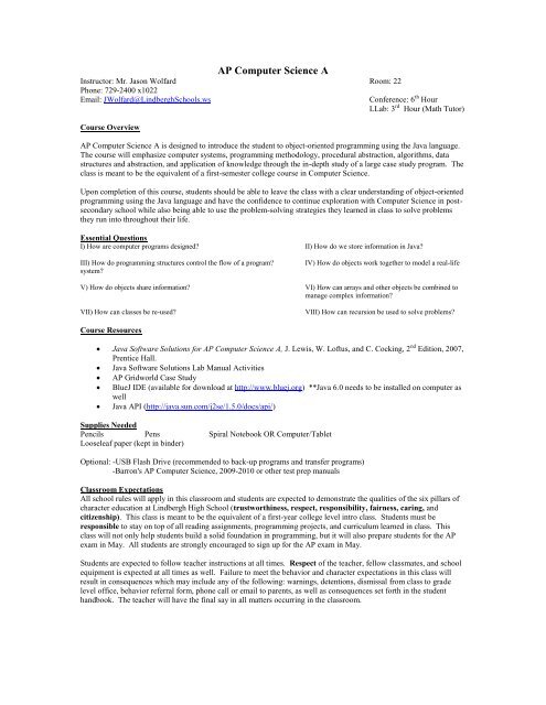 AP Computer Science A - Lindbergh School District