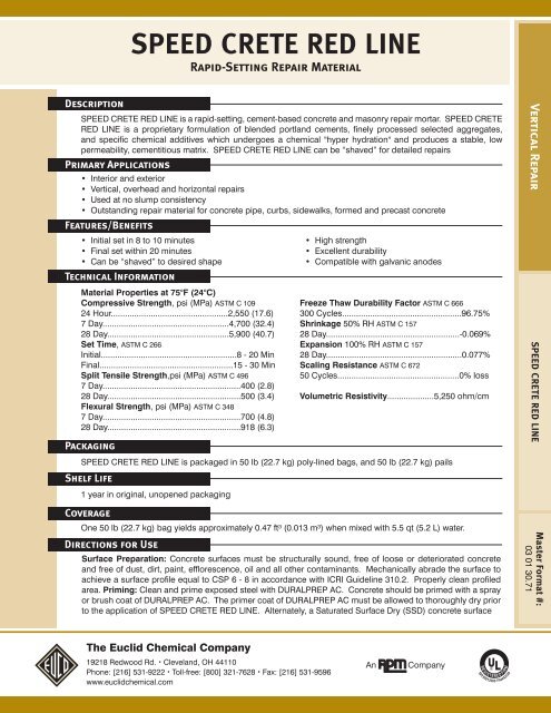 SPEED CRETE RED LINE - Euclid Chemical Co