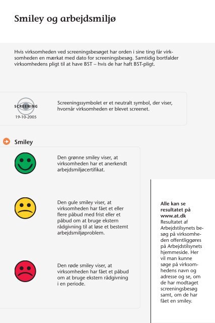 Smiley og arbejdsmiljÃ¸ - BAR - service og tjenesteydelser.