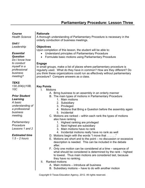 Parliamentary Procedure