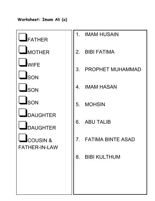 IMAM ALI’S FAMILY MOTHE