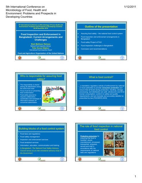Food Inspection and Enforcement in Bangladesh - Food Safety ...