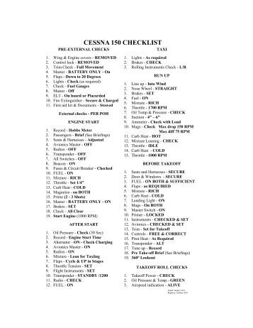 C-172SP (G-1000) Condensed Checklist - Falcon Aviation Academy
