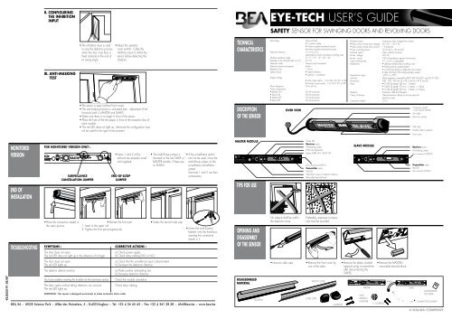 User Guide EYE-TECH PDF | 616 Ko - BEA Pedestrian