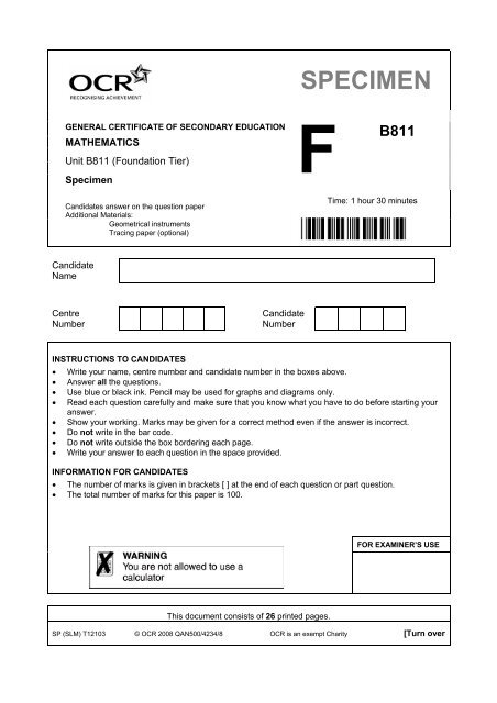 OCR foundation paper 1 - Winterhill School