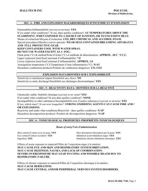 HALLTECH INC. POLYCOL Div