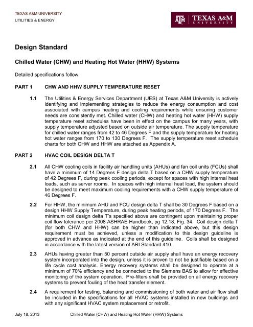 Chilled Water (CHW) and Heating Hot Water (HHW) Systems