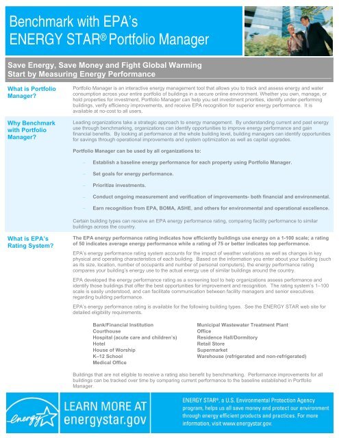 Benchmark with EPA's ENERGY STAR Portfolio Manager