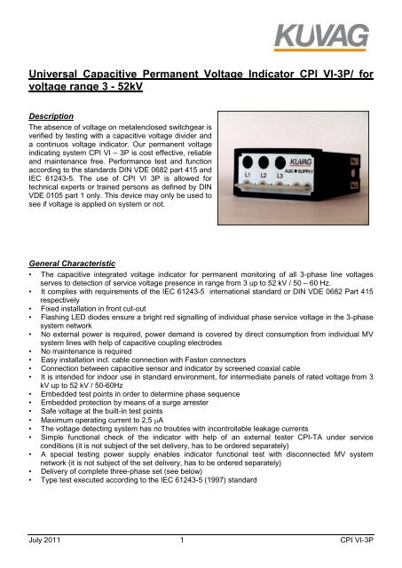 Universal Capacitive Permanent Voltage Indicator CPI VI-3P - kuvag