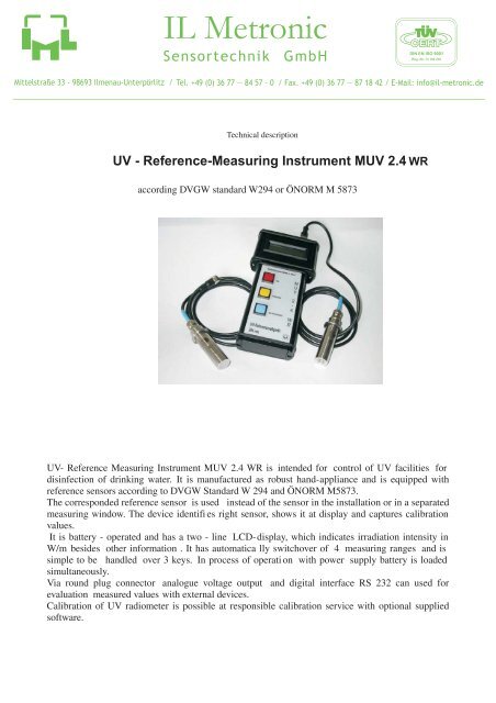 UV - Reference-Measuring Instrument MUV 2.4 WR
