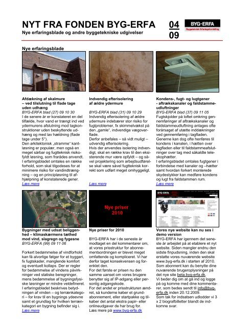 Nye erfaringsblade - Byg-Erfa