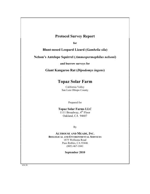 BNLL Protocol Survey - SLO County Planning and Building