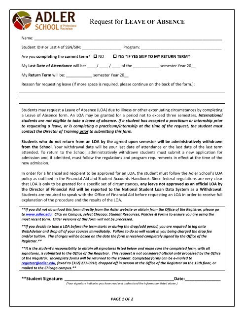 Leave of Absence Form