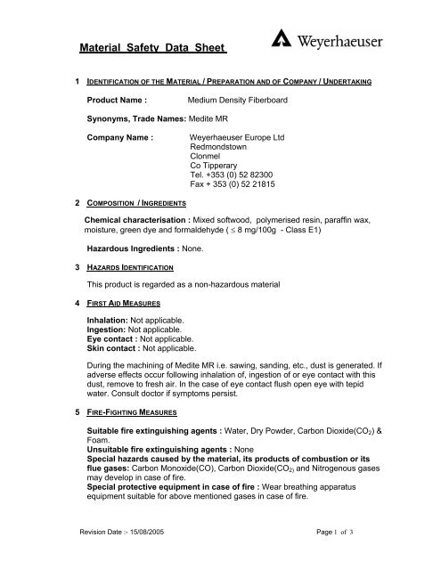 Material Safety Data Sheet - Travis Perkins