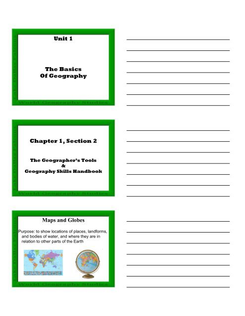 Unit 1 The Basics Of Geography Chapter 1, Section 2 Maps and ...