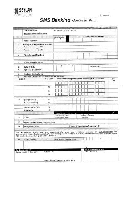 Personal Customer Application - Seylan Bank